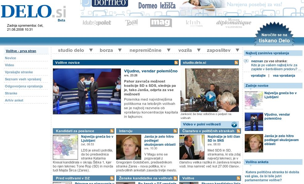 Delo.si tretji najbolj bran časopisni portal